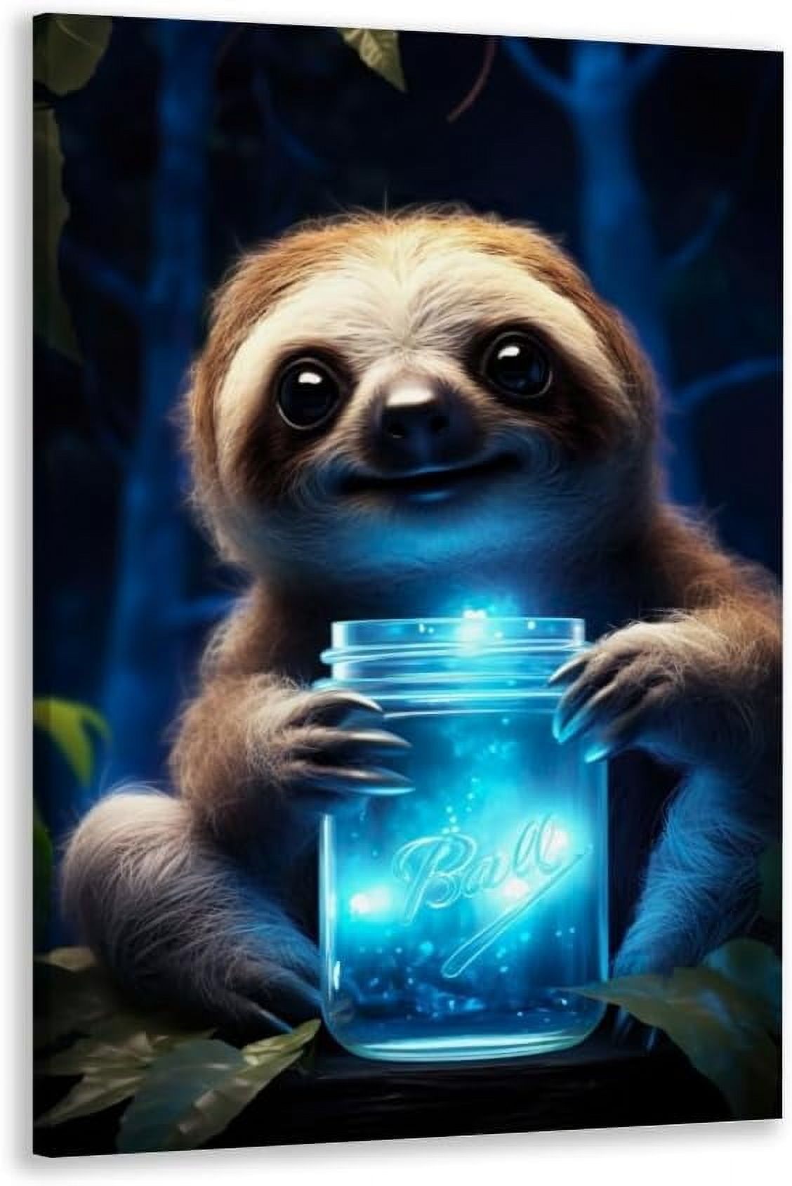 AXXPosters Cute Sloth Luminous Glow Poster Animal Wall Decor Cartoon ...