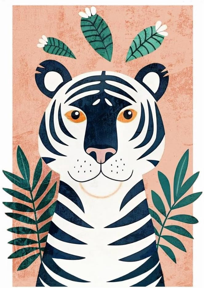 AXXPosters Cute Tiger Kids Poster Print Boho Nursery Wall Art Colorful ...