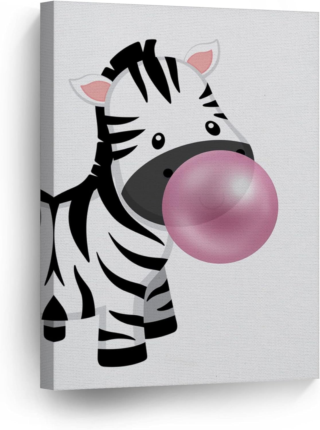 AXXPosters Cute Zebra Animal Decor Bubble Gum Art Pink Chewing Gum ...