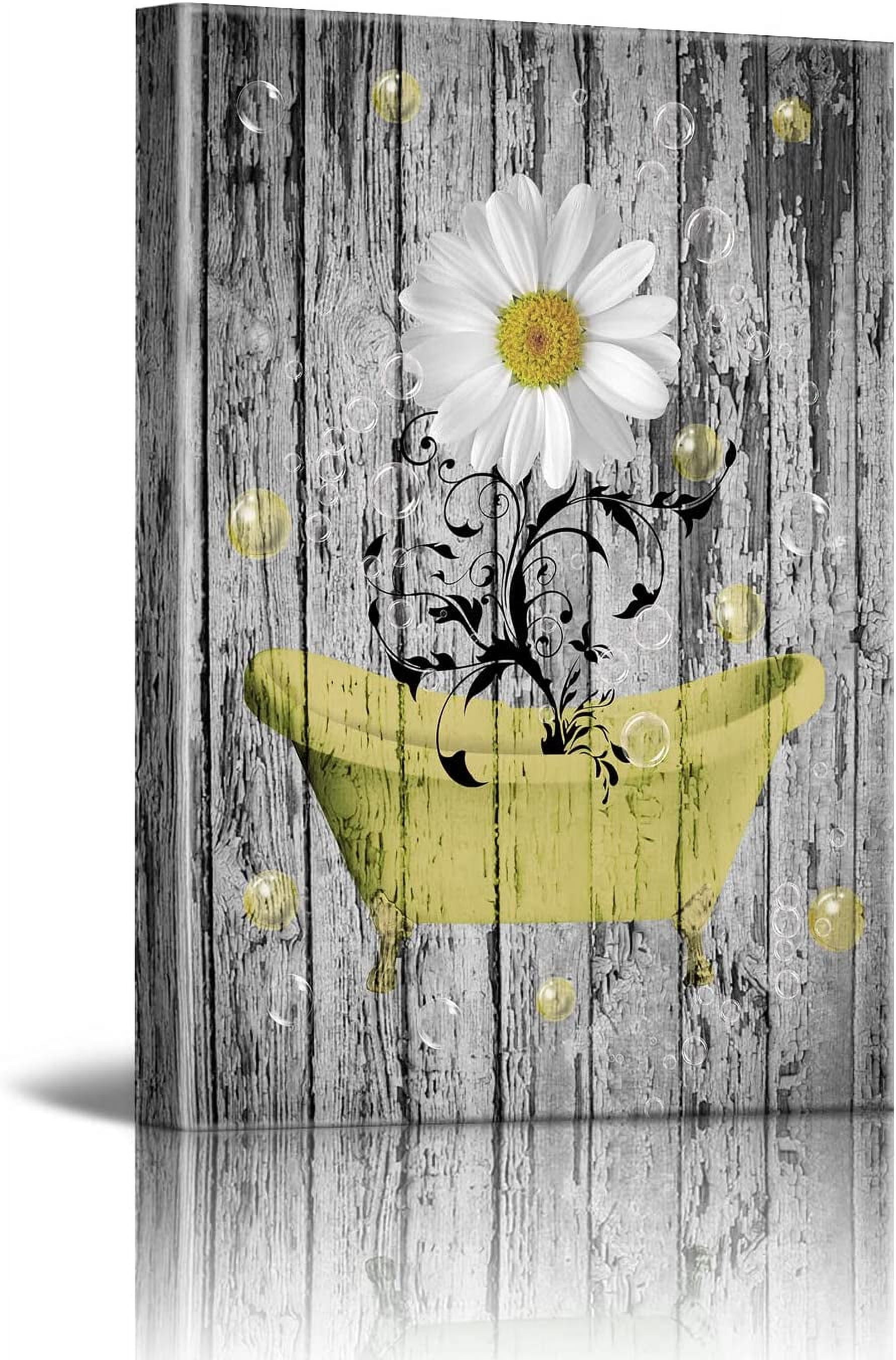 AXXPosters-Daisy Canvas Pictures Wall Art Modern Flower Bathtub Artwork ...