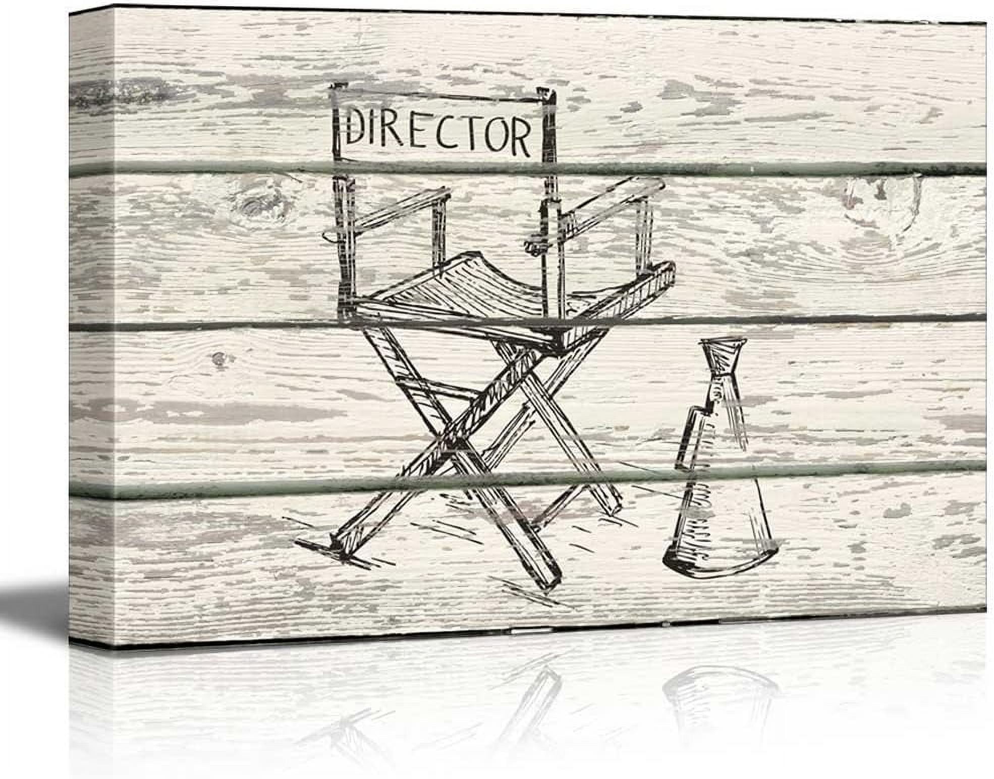 AXXPosters-- Directors Chair and Megaphone Sketch Artwork - Rustic ...