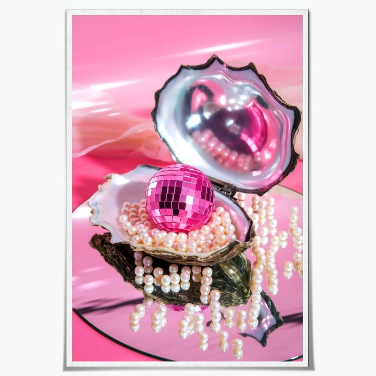 AXXPosters Disco Ball Seashell Trendy Pink Poster living room Painting ...