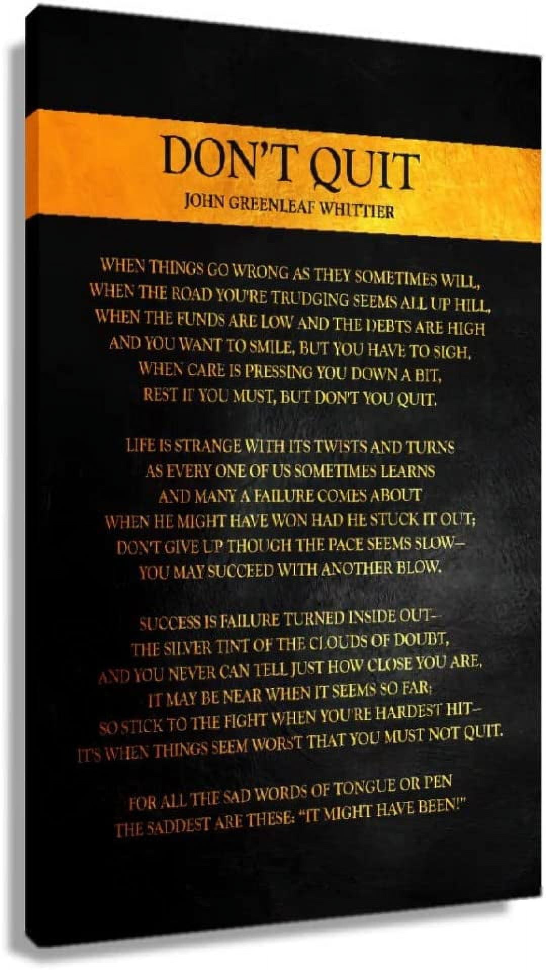 AXXPosters-Dont Quit Poem Wall Art Canvas Motivational Poster ...