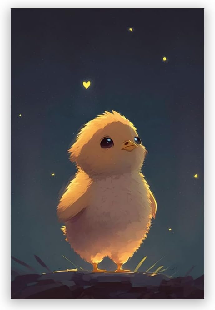AXXPosters Dreamy Chick Poster Animal Wall Decor Cartoon Cute Starry ...