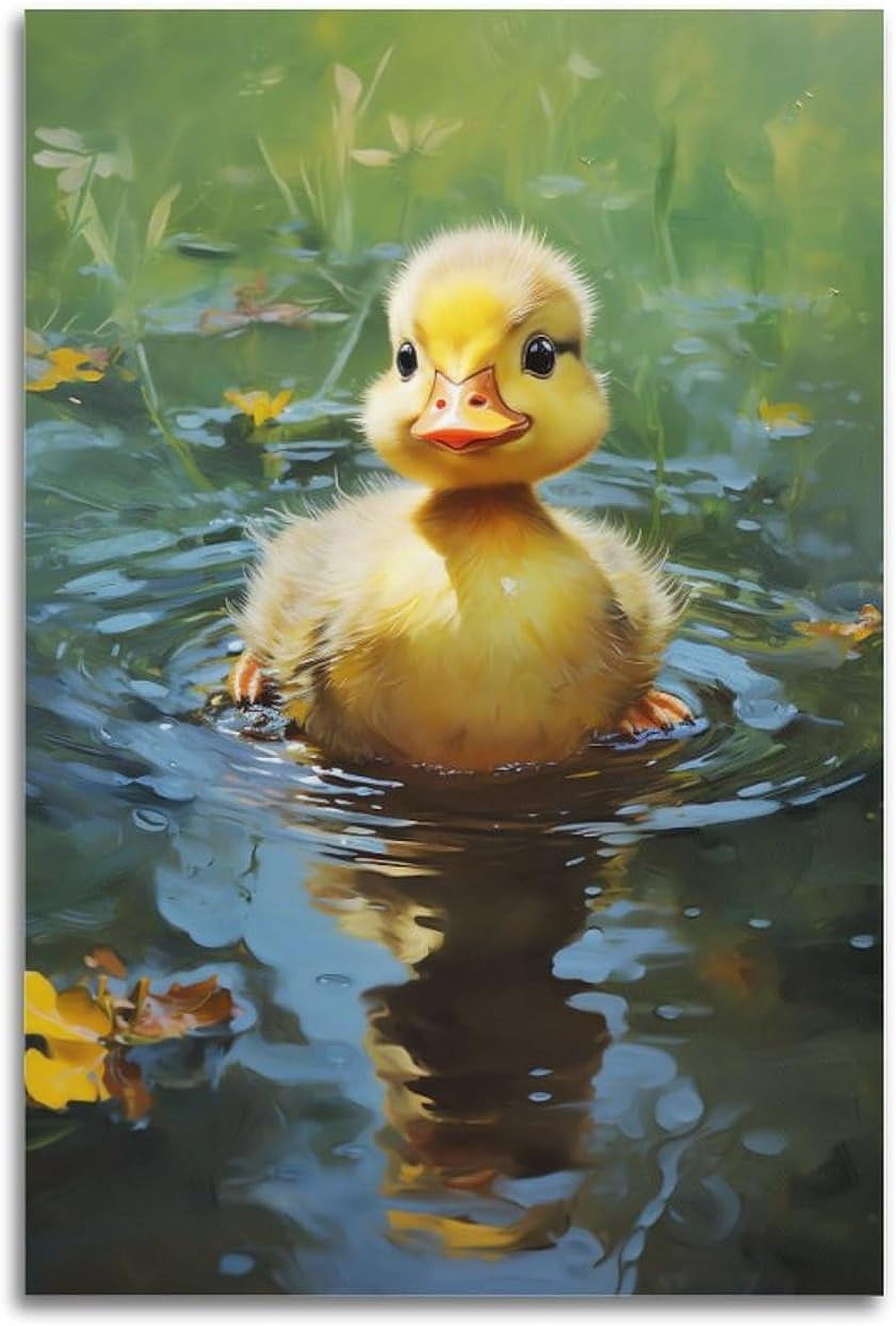 AXXPosters Duck Cartoon Oil Painting, Cute Duck Poster, Children's Room ...