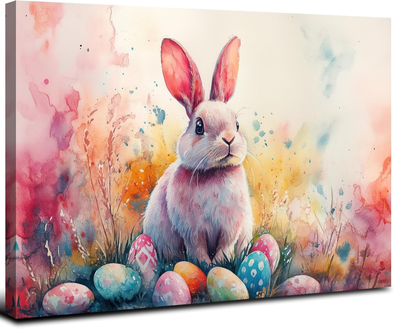 AXXPosters-Easter Canvas Wall Art Religion Watercolor Rabbit Painting ...