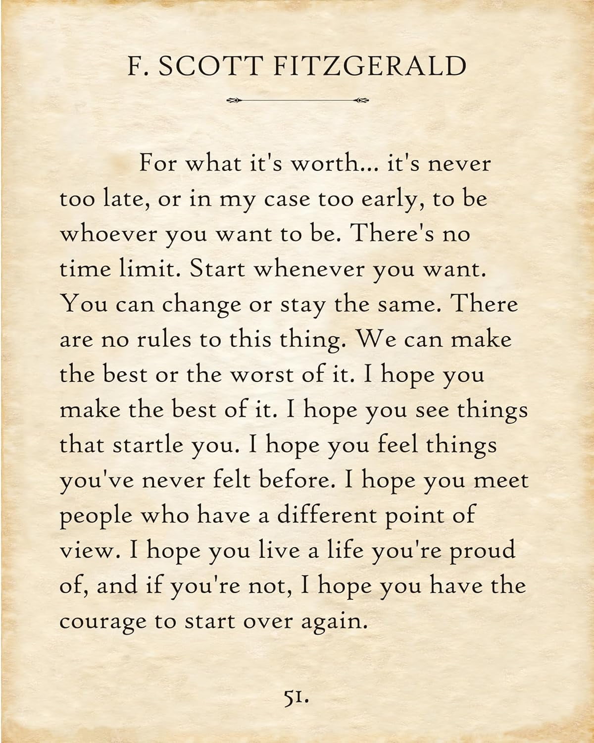 AXXPosters-F. Scott Fitzgerald Quotes Wall Art-For What It's Worth ...