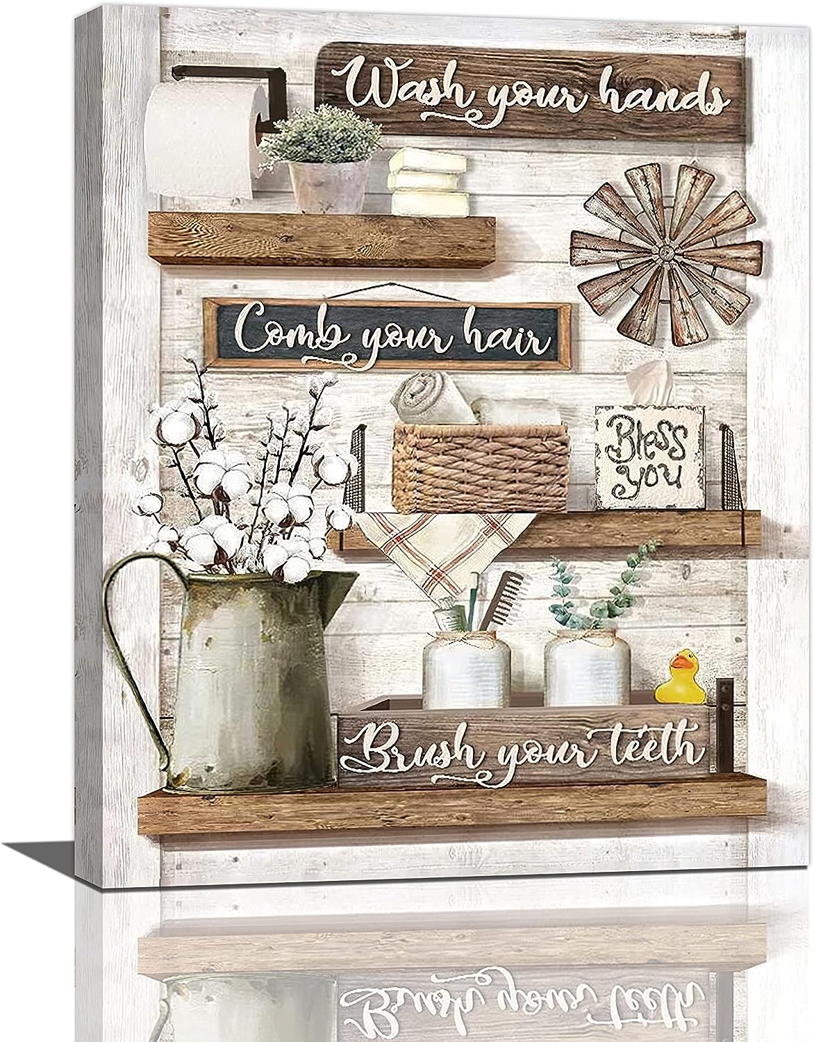 AXXPosters- Farmhouse Bathroom Decor Wall Art Rustic Pictures Canvas ...