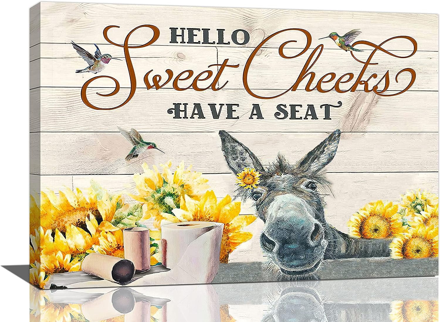 AXXPosters-Farmhouse Donkey Wall Art for Bathroom Funny Donkey Birds ...