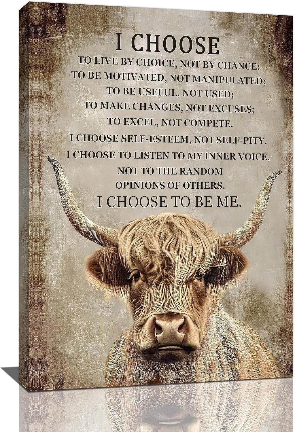 AXXPosters-Farmhouse Highland Cow Wall Art Rustic Cow Picture Wall ...