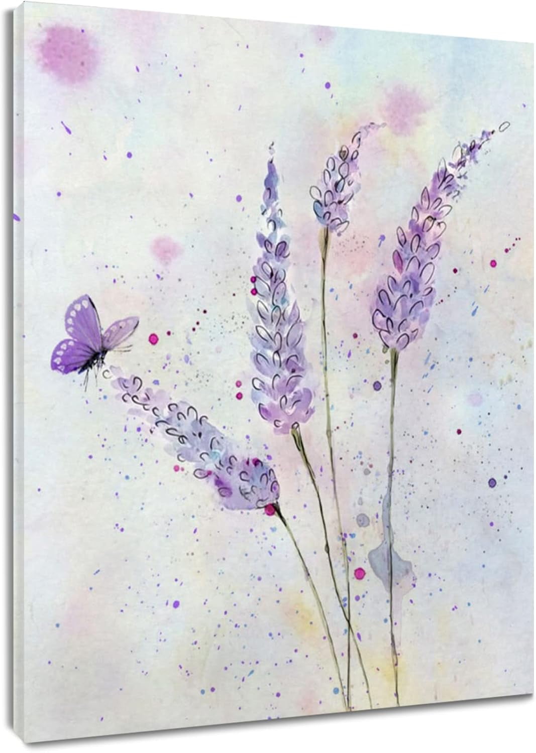 AXXPosters-Farmhouse Lavender Canvas Wall Art Butterfly with Purple ...
