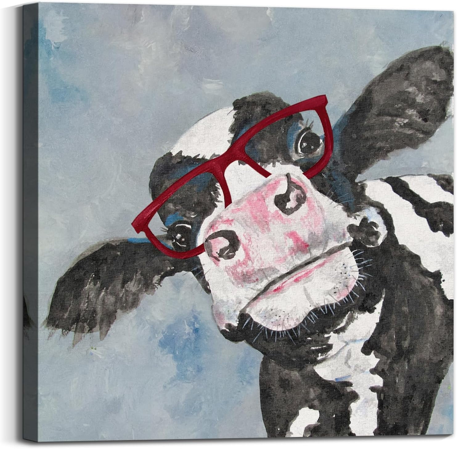 AXXPosters- Farmhouse Milk Cow Canvas Wall Art Funny Animal Wearing Red ...