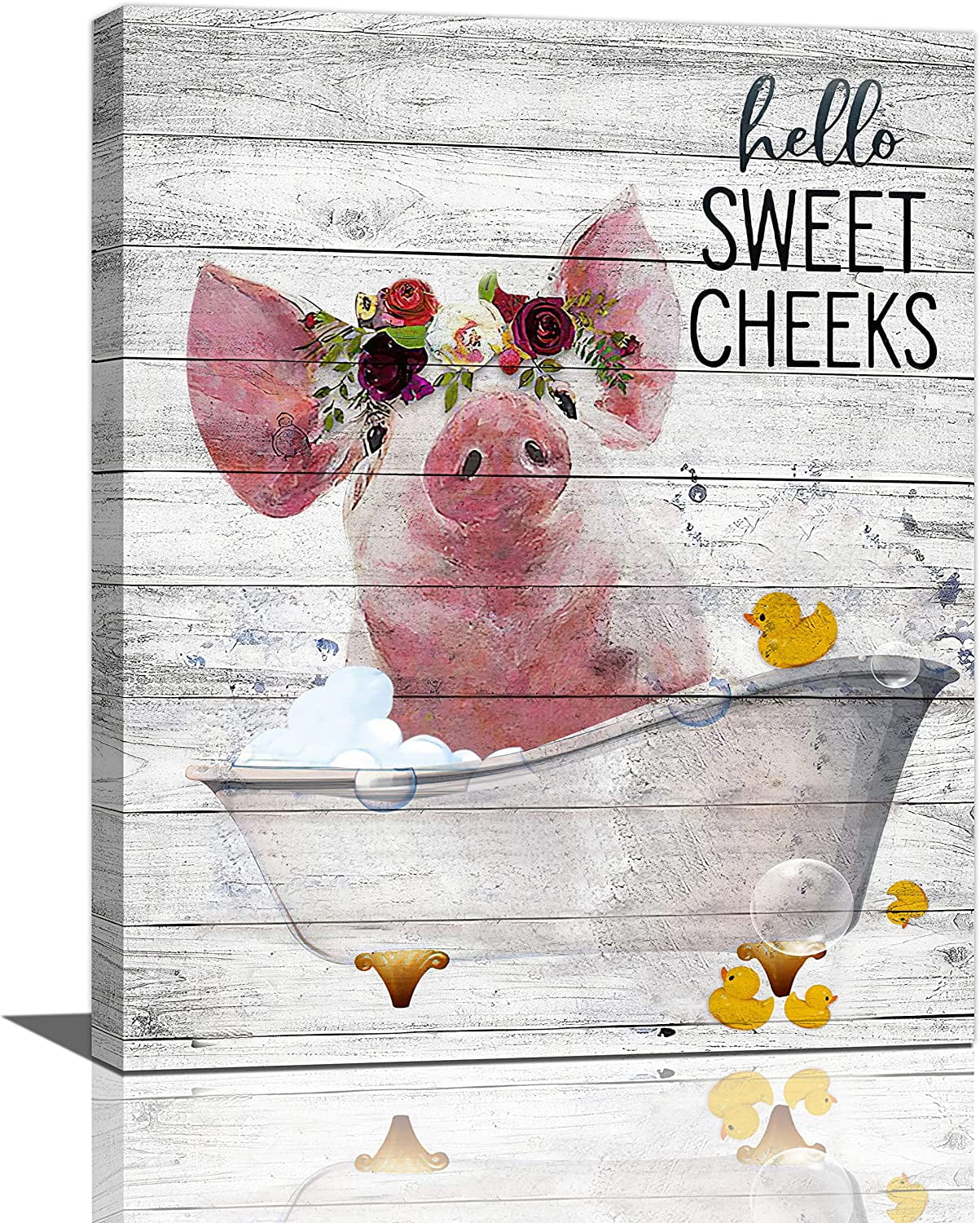 AXXPosters-Farmhouse Pig Bathroom Wall Art Funny Pig Bathroom Pictures ...