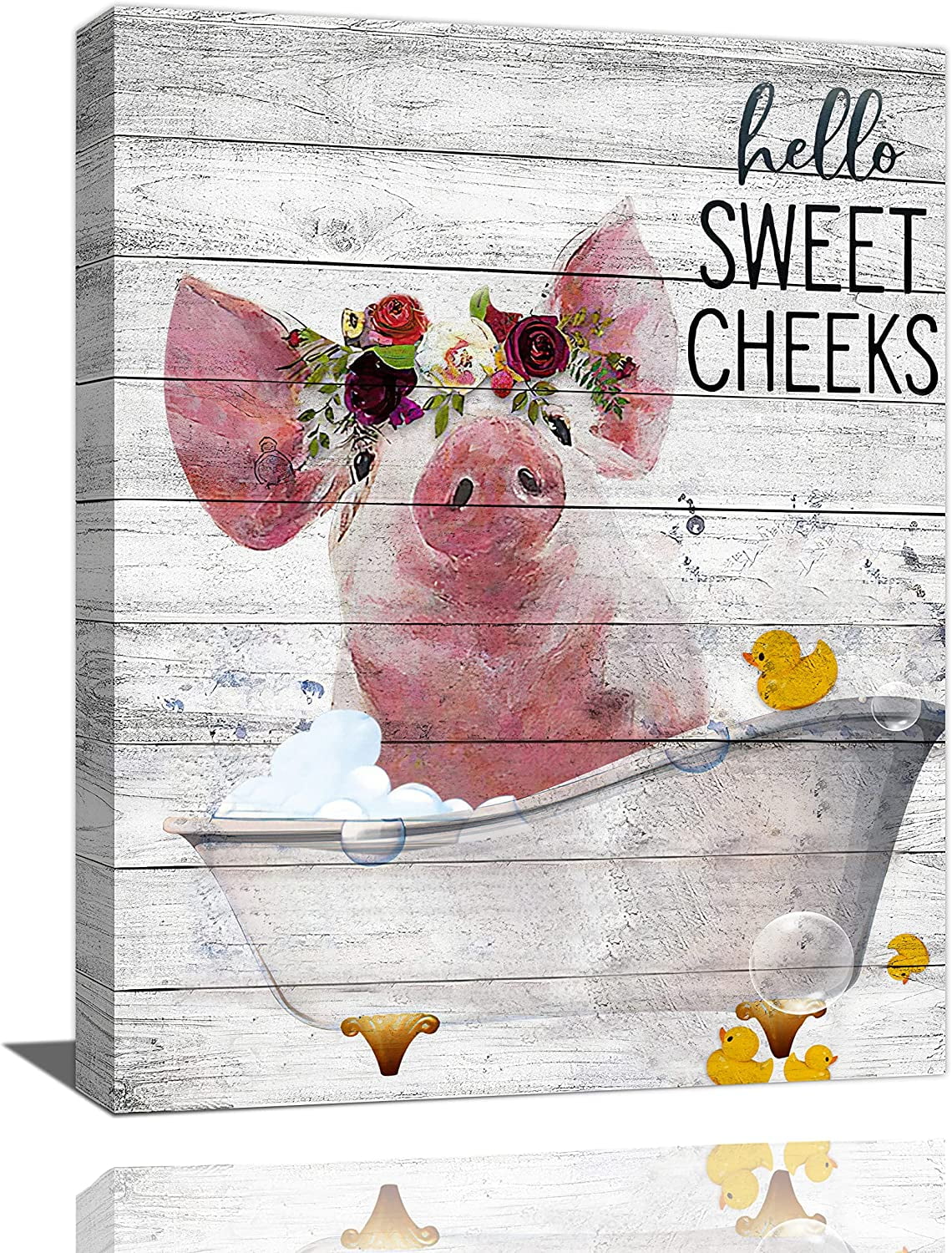 AXXPosters-Farmhouse Pig Bathroom Wall Art Funny Pig Bathroom Pictures ...