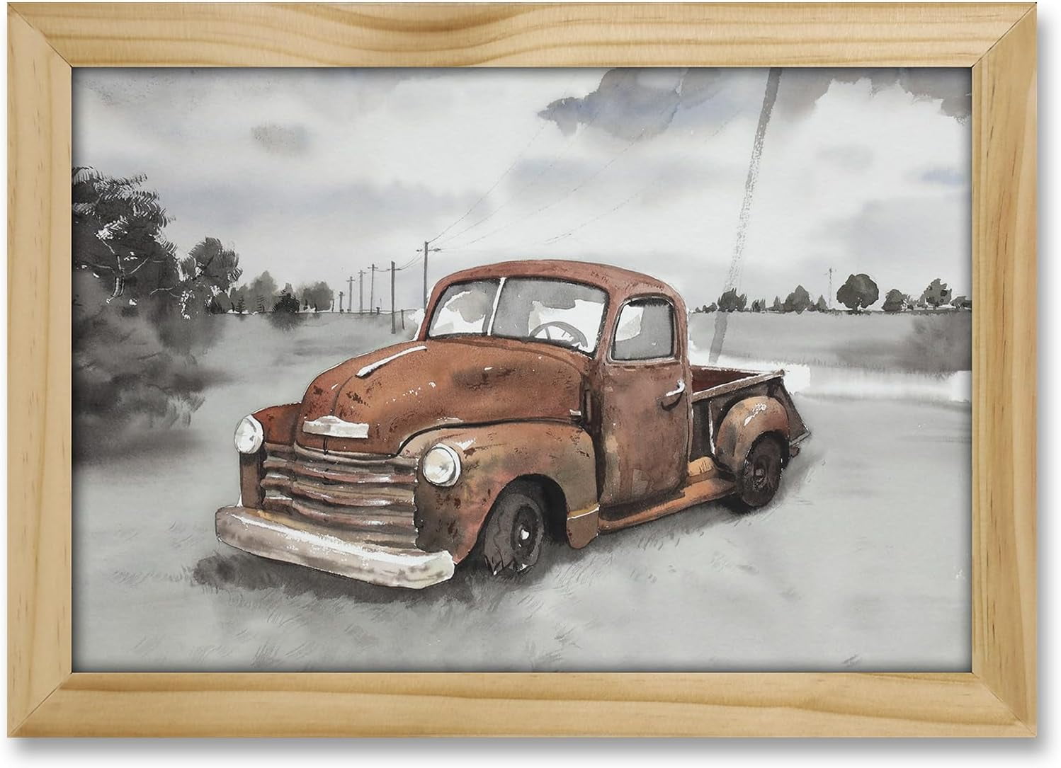 AXXPosters Farmhouse Red Truck Wall Art Decor: Vintage Old Truck ...