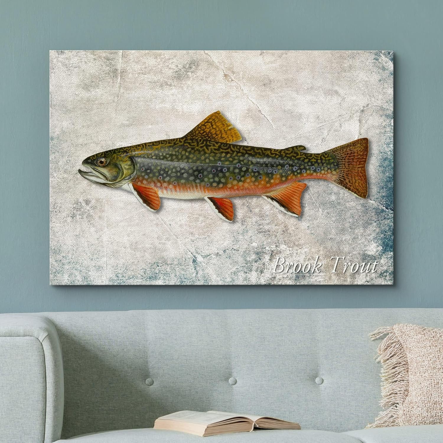AXXPosters-Framed Canvas Print Wall Art Trout Fish on Granite ...
