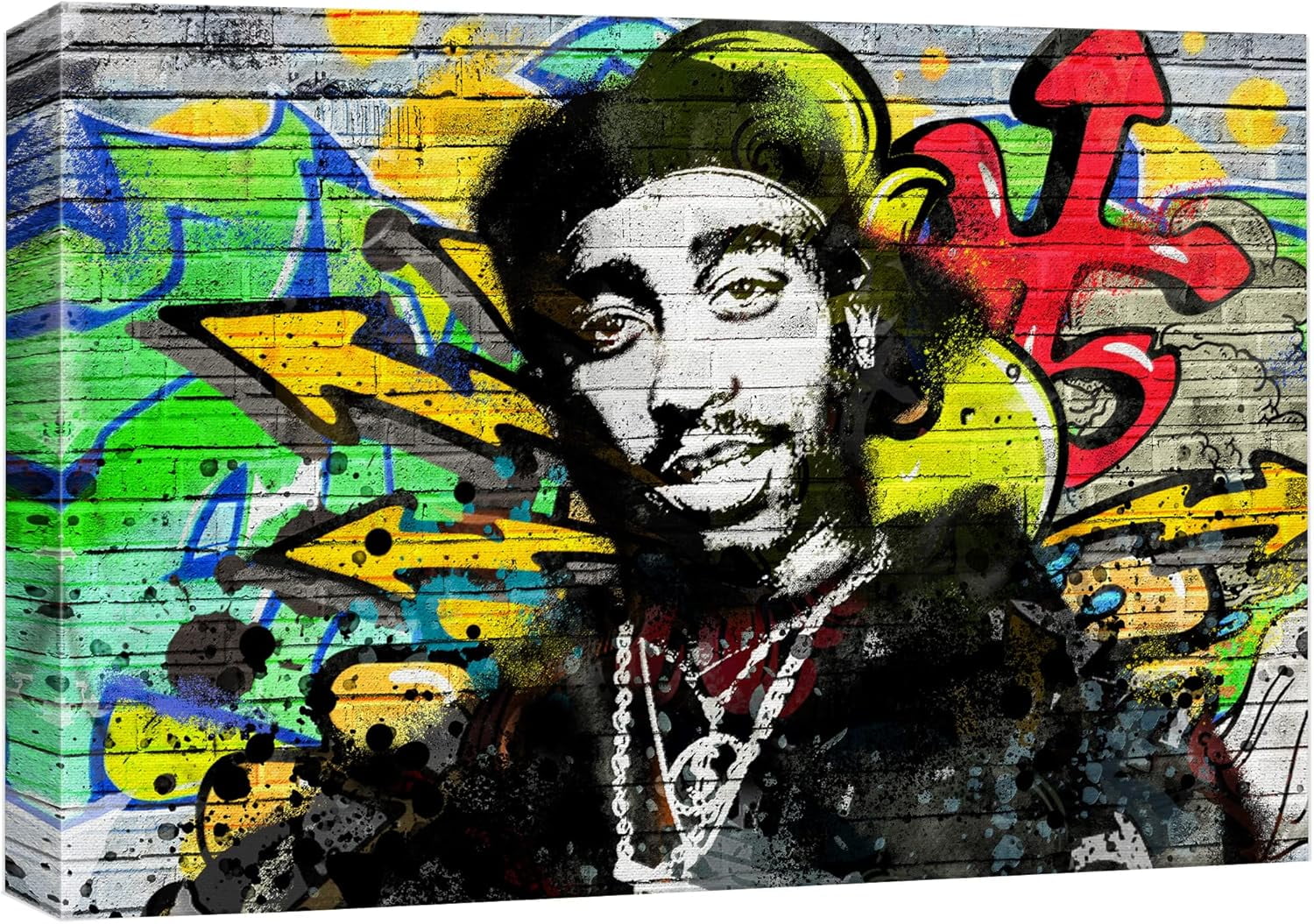 AXXPosters-Framed Canvas Wall Art Gold Dripping Lip Money Talk Graffiti ...