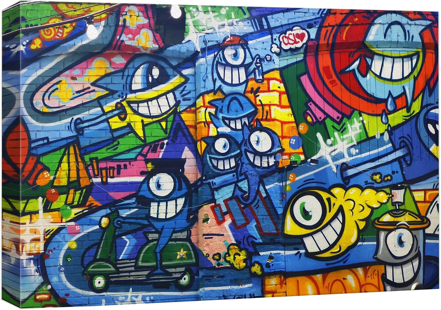 AXXPosters-Framed Canvas Wall Art Gold Dripping Lip Money Talk Graffiti ...