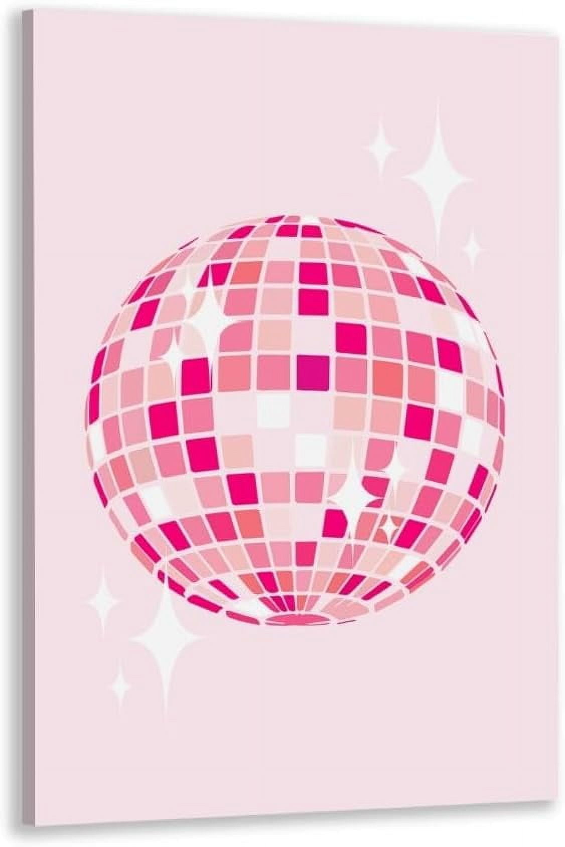 AXXPosters Funky Pink Disco Ball Wall Art Trendy Preppy Girly Room ...