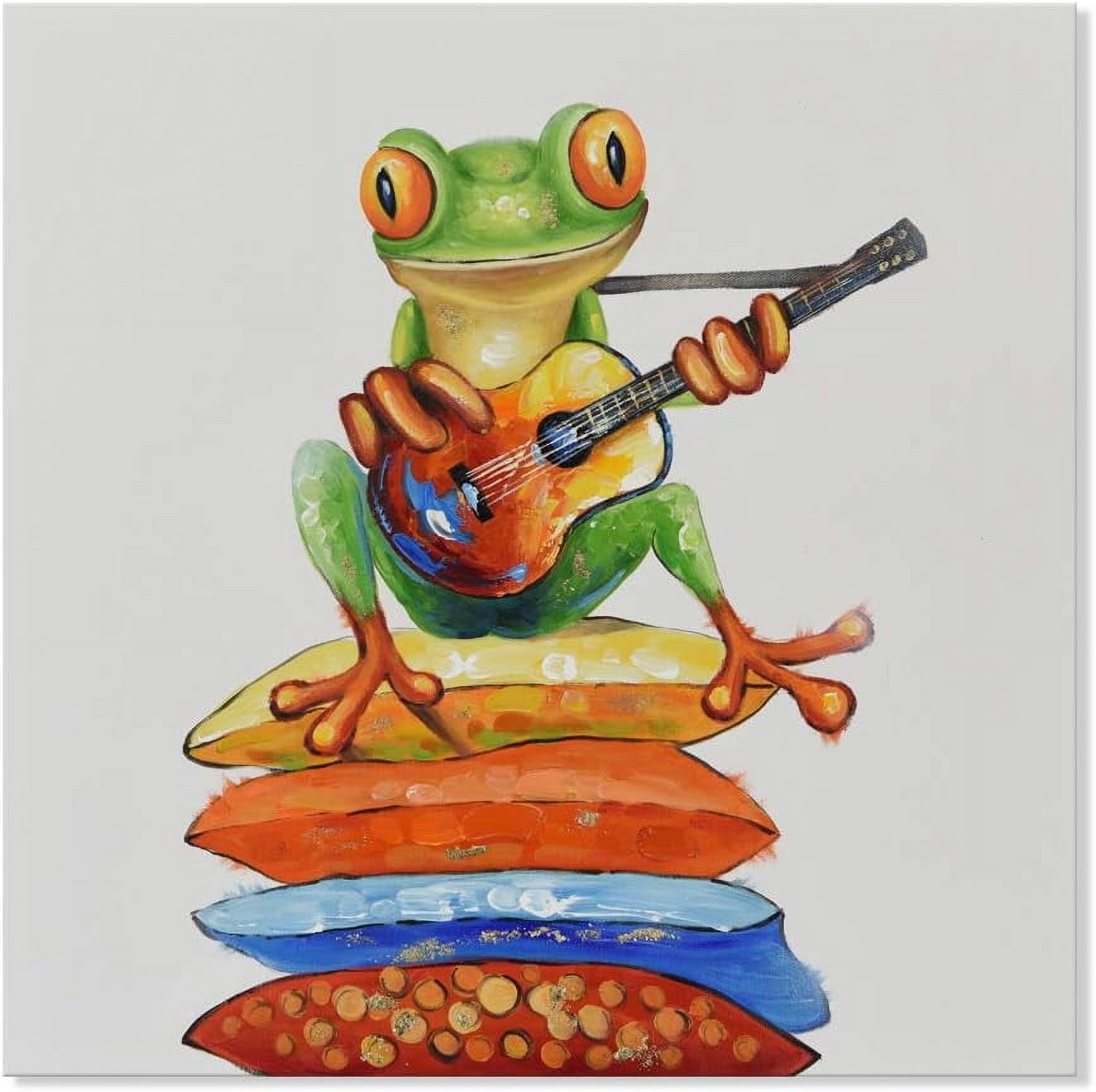AXXPosters Funny Animal Canvas Wall Art Cute Frog Playing Guitar Print ...