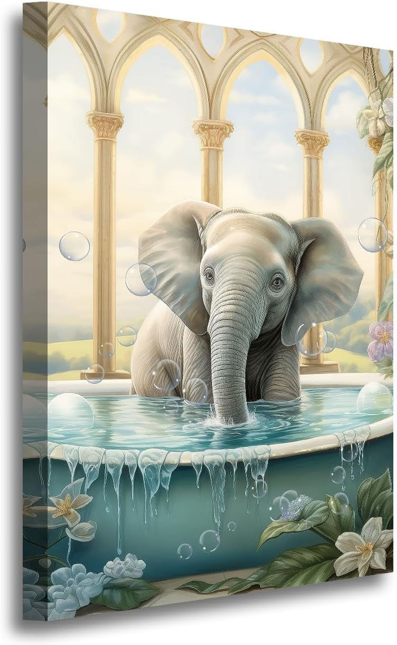 AXXPosters Funny Elephant Bathroom Wall Art Cute Elephant Baby in ...
