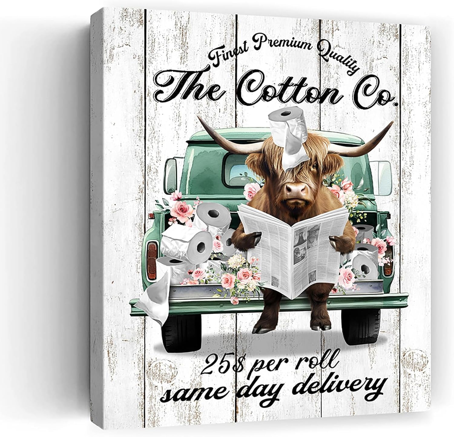 Axxposters Funny Highland Cattle Bathroom Wall Art Print Vintage