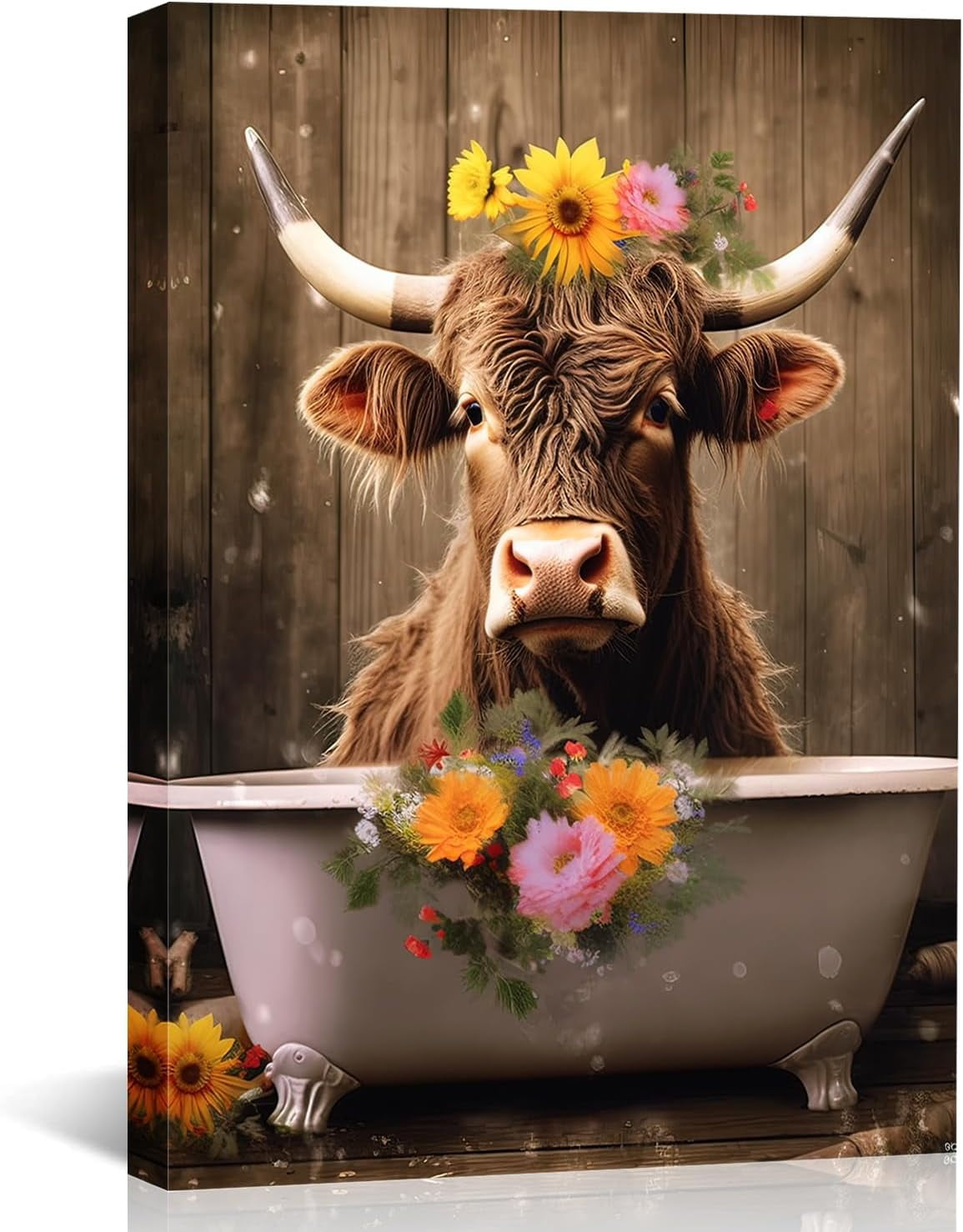 AXXPosters Funny Highland Cow Bathroom Wall Art Humor Animals Bathroom ...