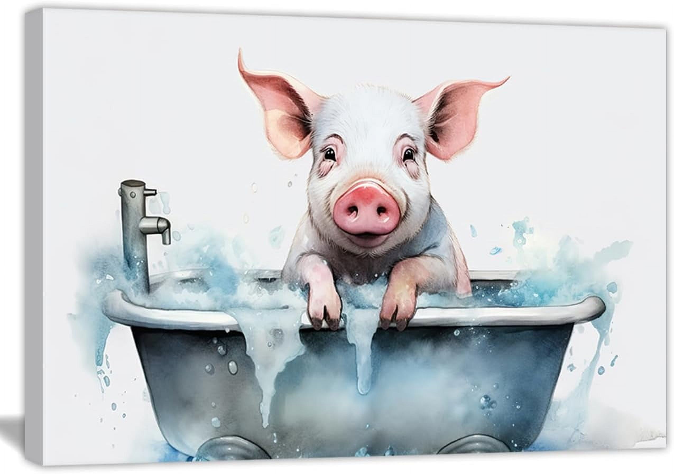 AXXPosters Funny Pig Bathroom Wall Art Pig Soaking in Bathtub Canvas ...