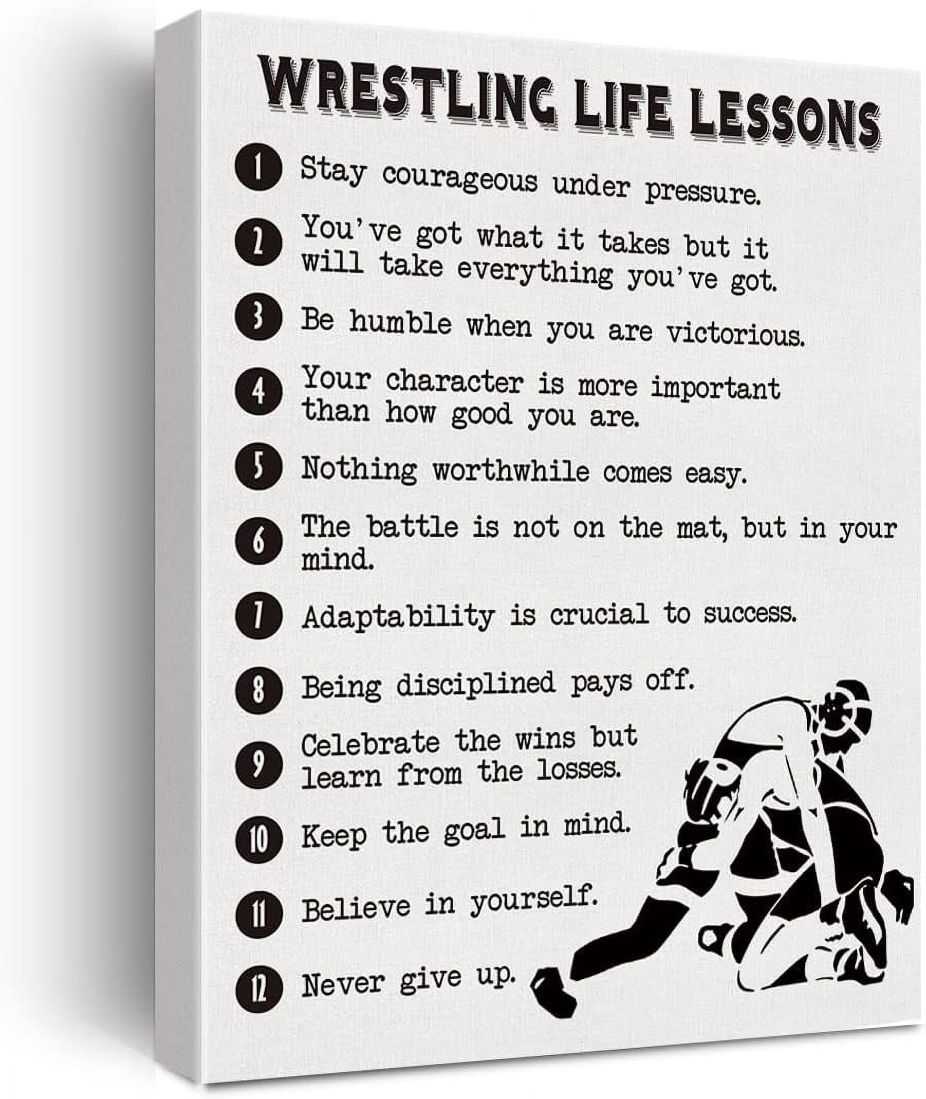 AXXPosters-Funny Wrestling Life Lessons Canvas Print Decor Stay ...