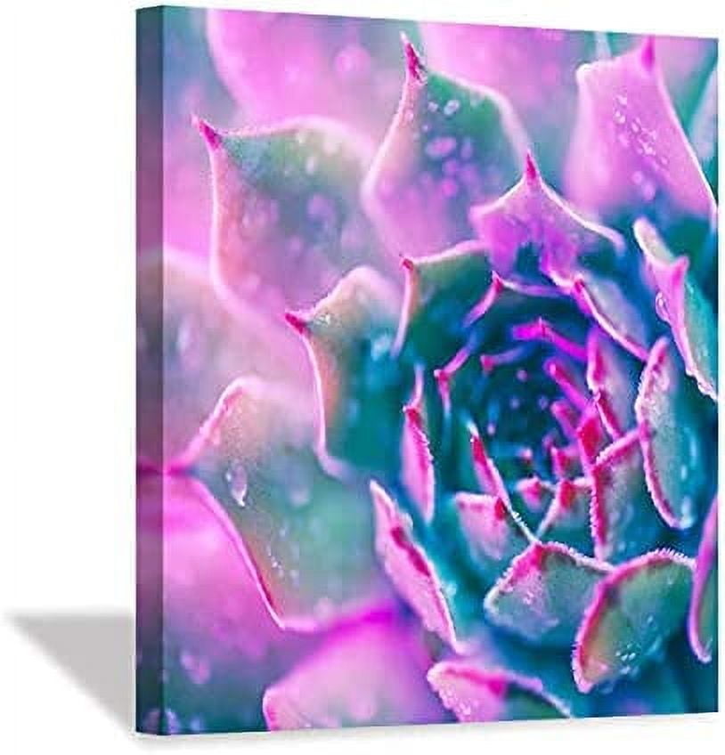 AXXPosters-Genius Decor - Purple Succulent Canvas Wall Art Nature ...