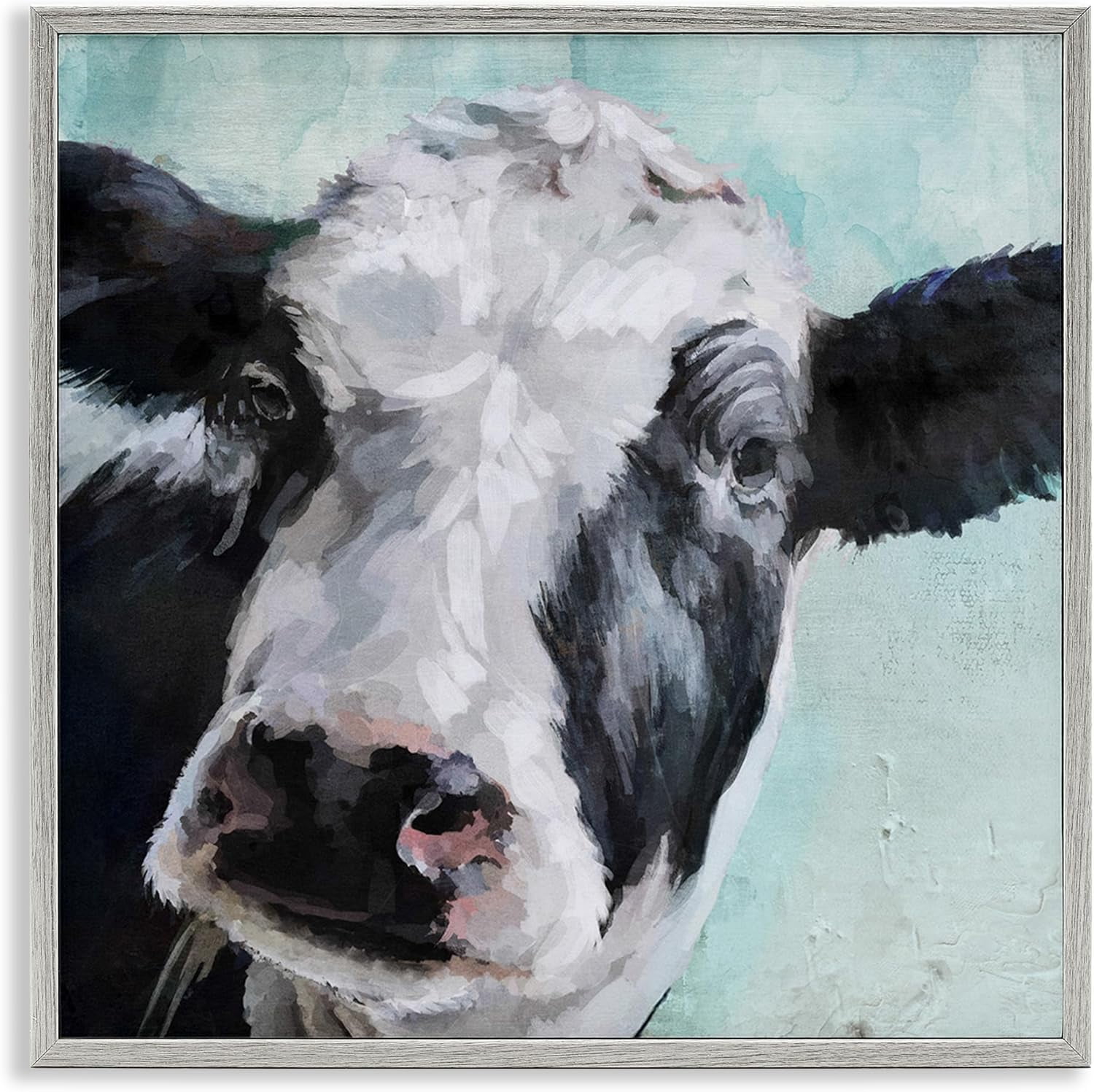 AXXPosters-Gentle Farm Cow Painting on Blue, Design By Main Line Studio ...