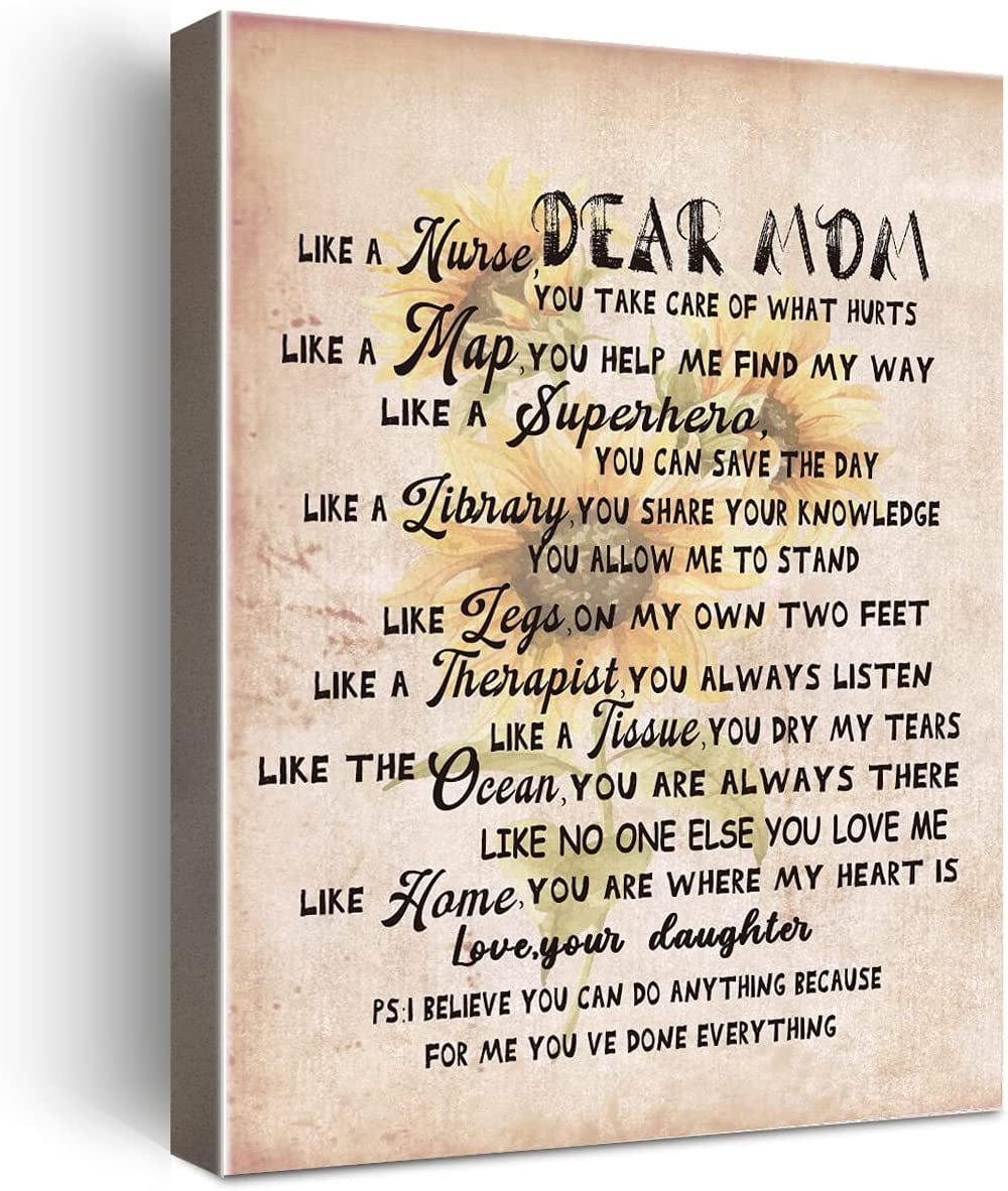AXXPosters-Gifts for Mom -Hangable Canvas Poem Prints Framed Poster ...