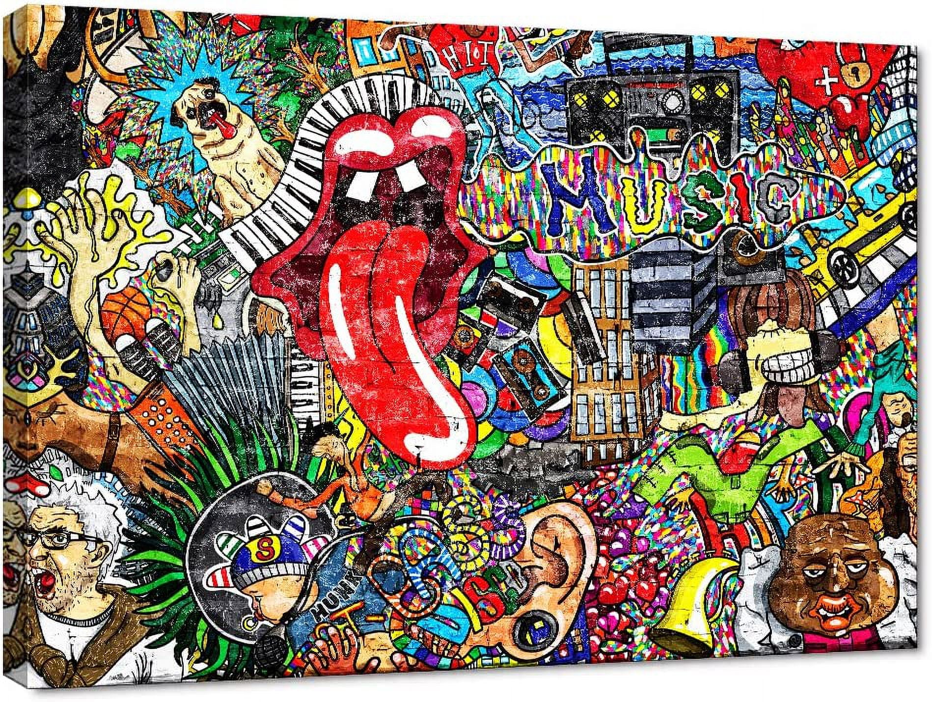 AXXPosters-Graffiti Paintings Canvas Colorful Wall Art Living Room ...