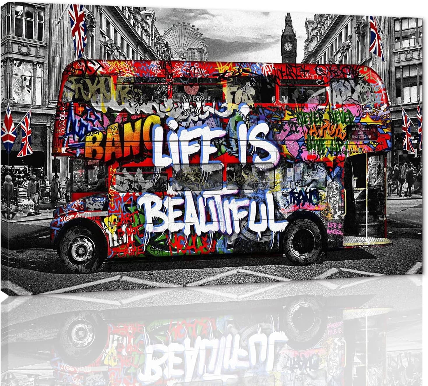 AXXPosters-Graffiti Street Wall Art Banksy Painting Artwork Life is ...