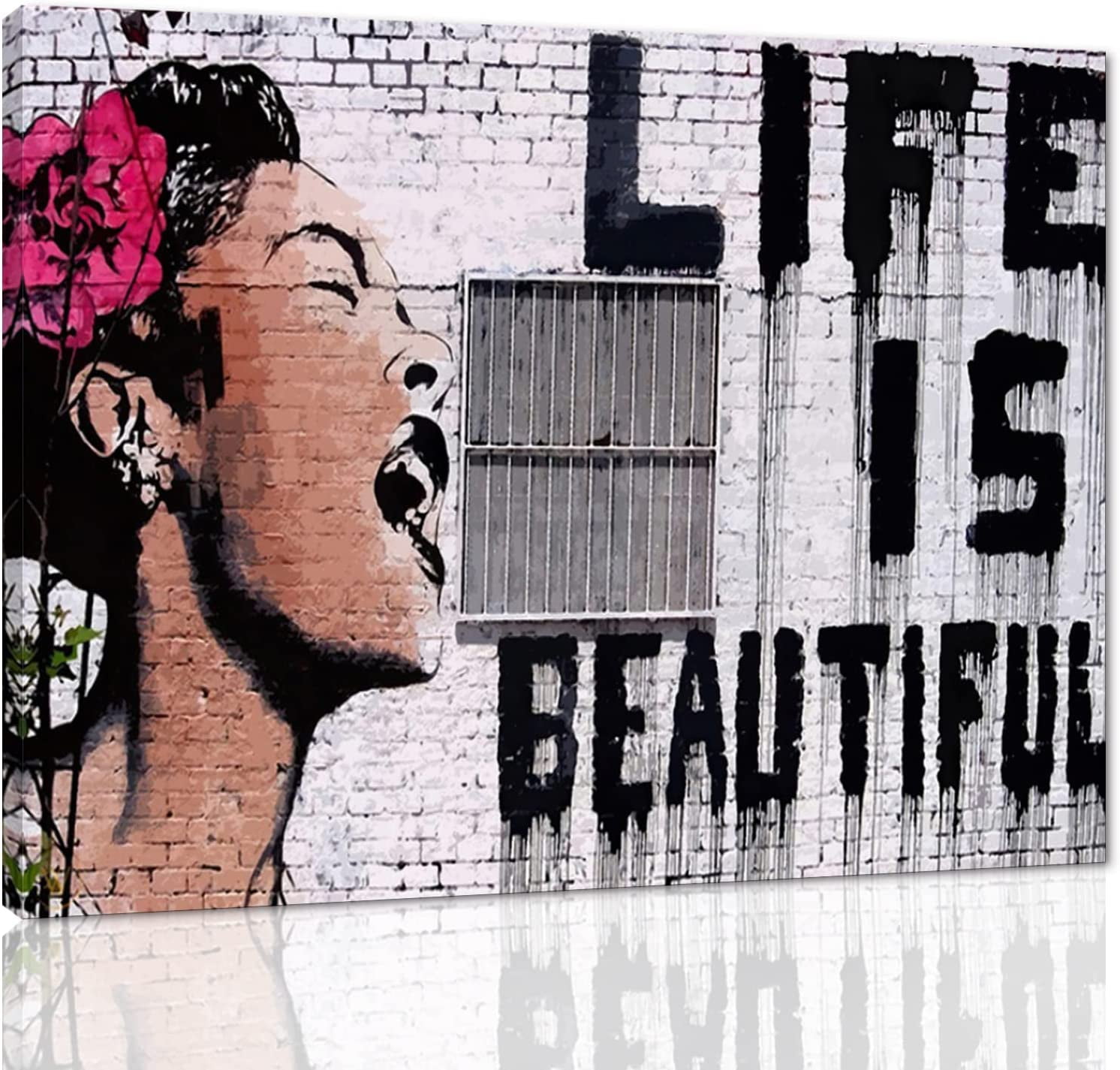 AXXPosters-Graffiti Wall Art Inspirational Canvas Art Print Life is ...