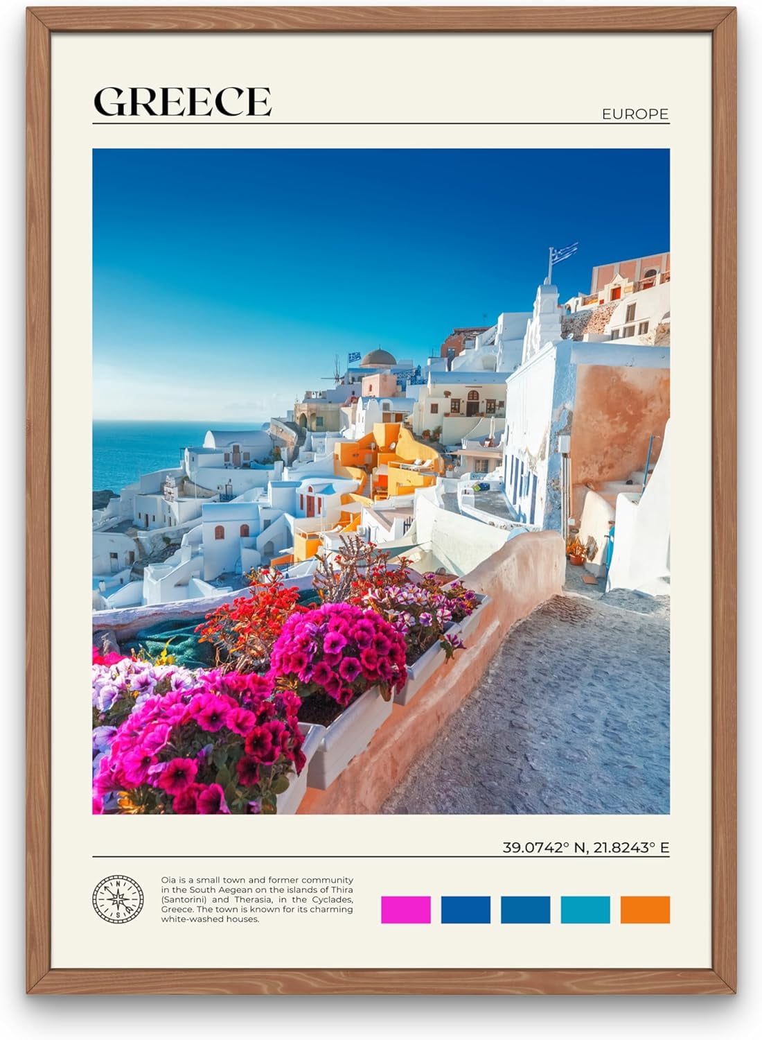 AXXPosters Greece Wall Art Poster, Decorative Cityscape Landscape Art ...