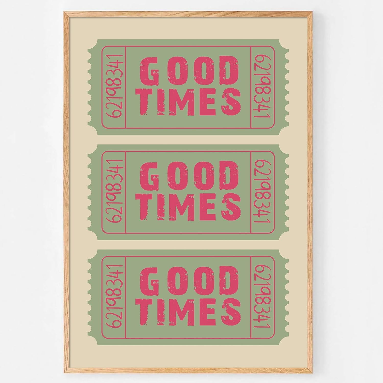 AXXPosters Green Aesthetic Wall Art Good Time Ticket Print Vintage ...