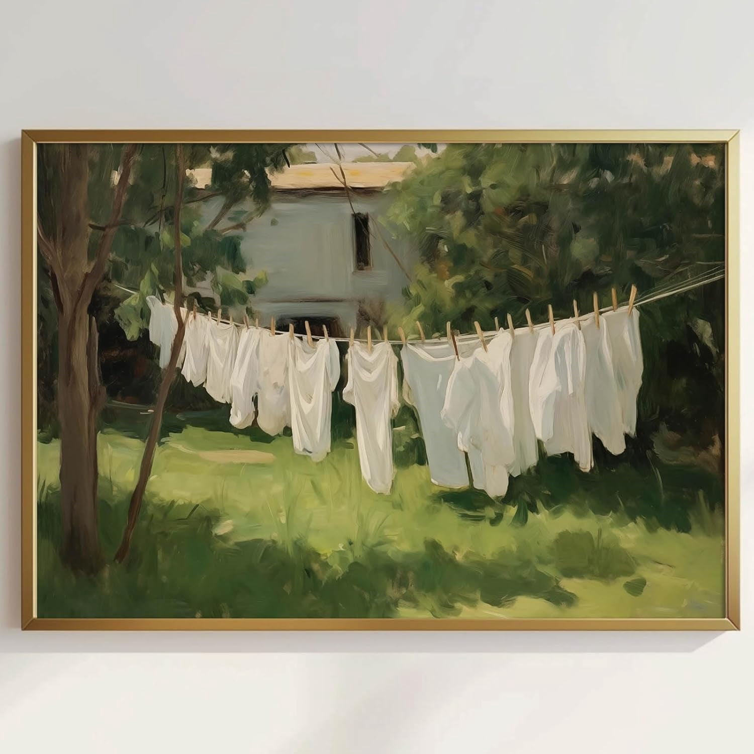 AXXPosters Green Landscape Wall Art Vintage Laundry Room Prints Rustic ...