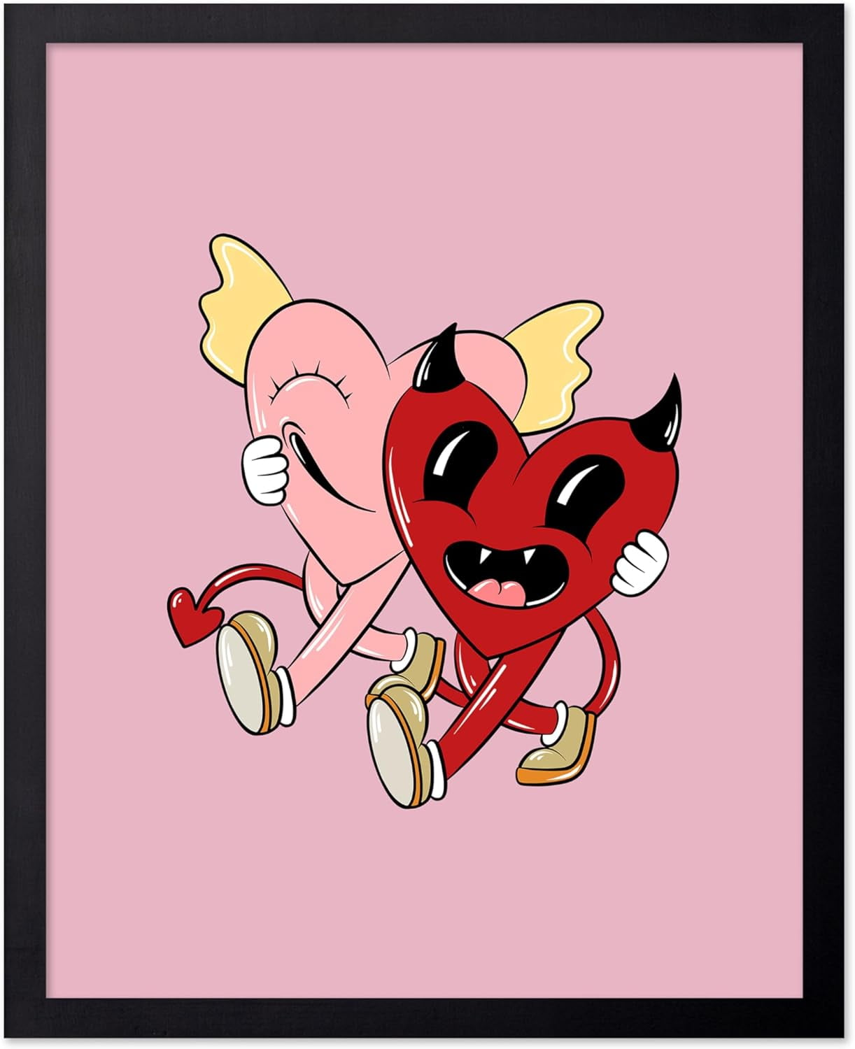 AXXPosters Groovy Couple Hearts Poster - Retro Angel & Devil Hearts ...