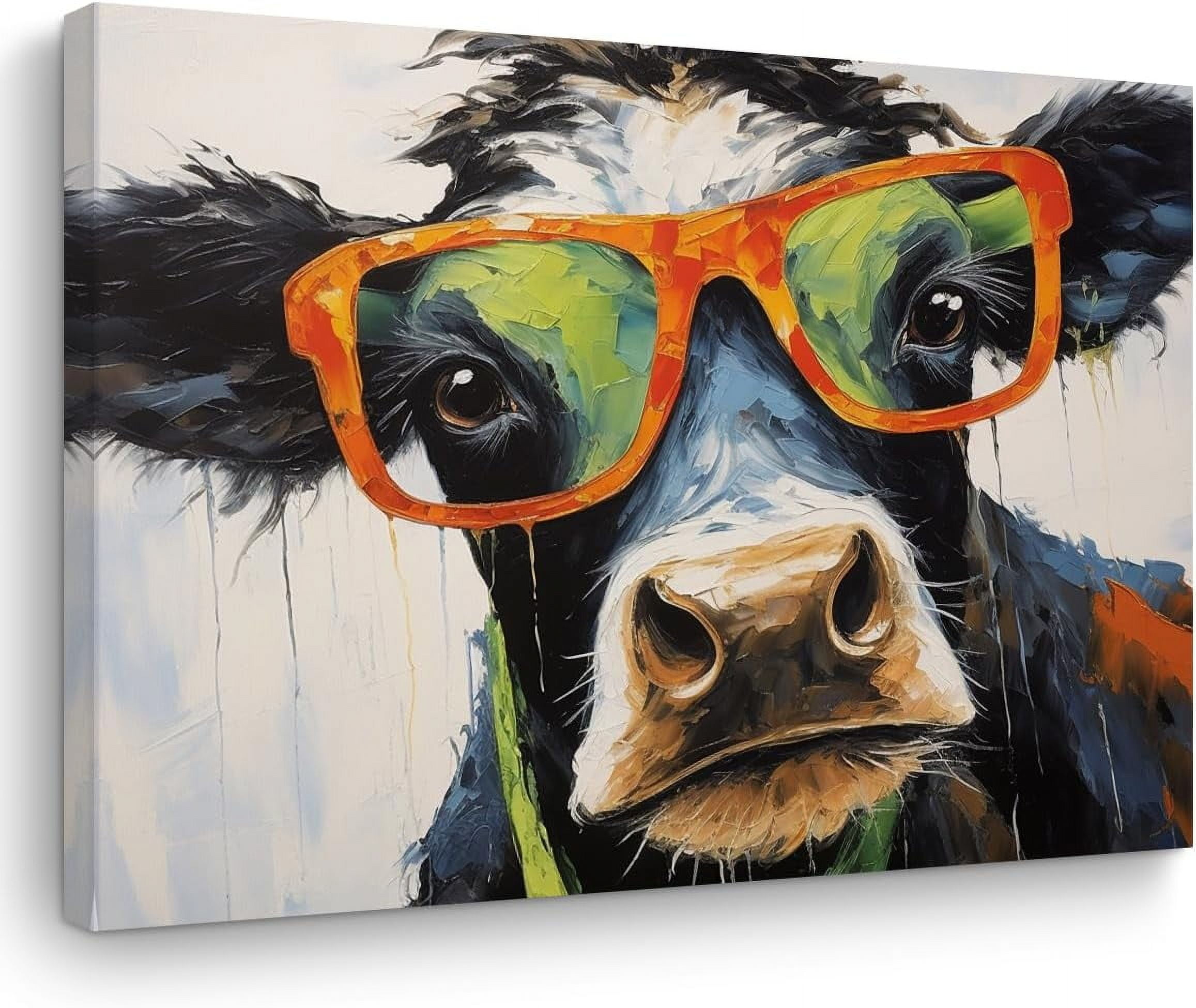 AXXPosters-Happy Cow Decor Cow Gifts Canvas Wall Art Wall Decor Funny ...
