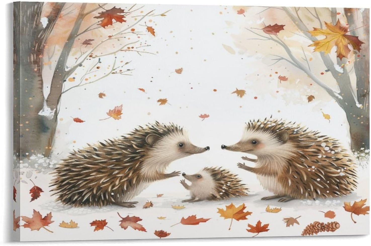 AXXPosters Hedgehogs Talking to Each Other Illustration Bathroom Wall Art Wildlife Forest ...