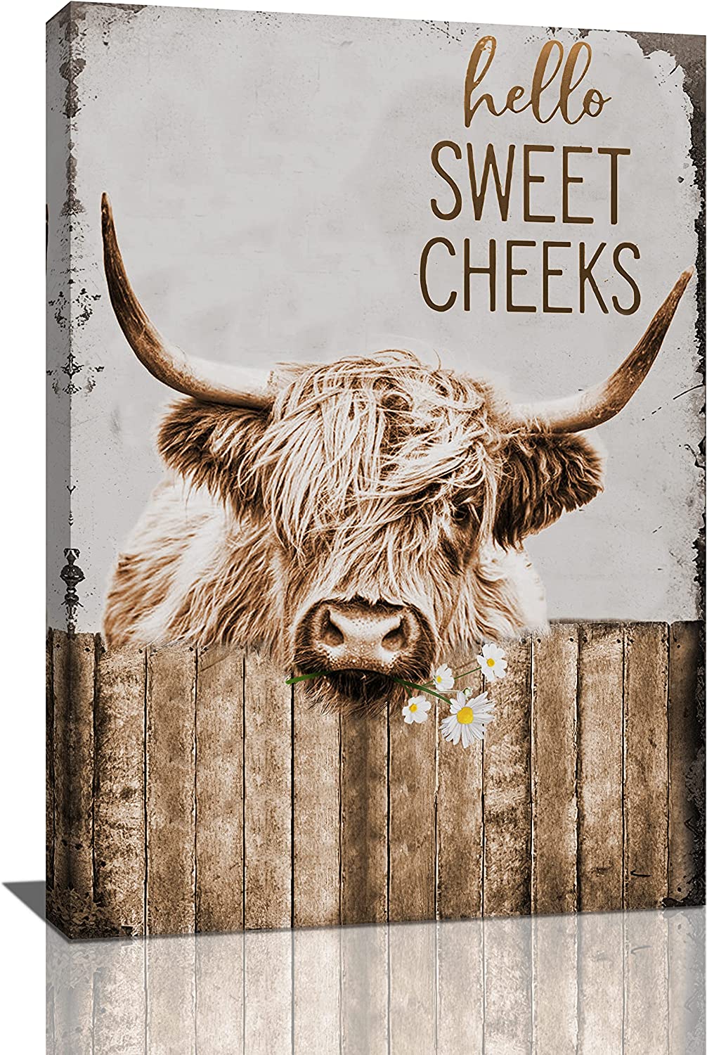 AXXPosters-Highland Cow Bathroom Decor Wall Art Funny Rustic Cow ...