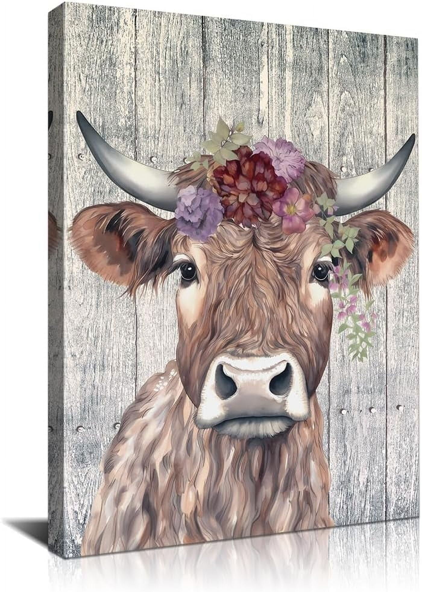 AXXPosters Highland Cow Canvas Cow Wall Decor Farmhouse Pictures Wall ...
