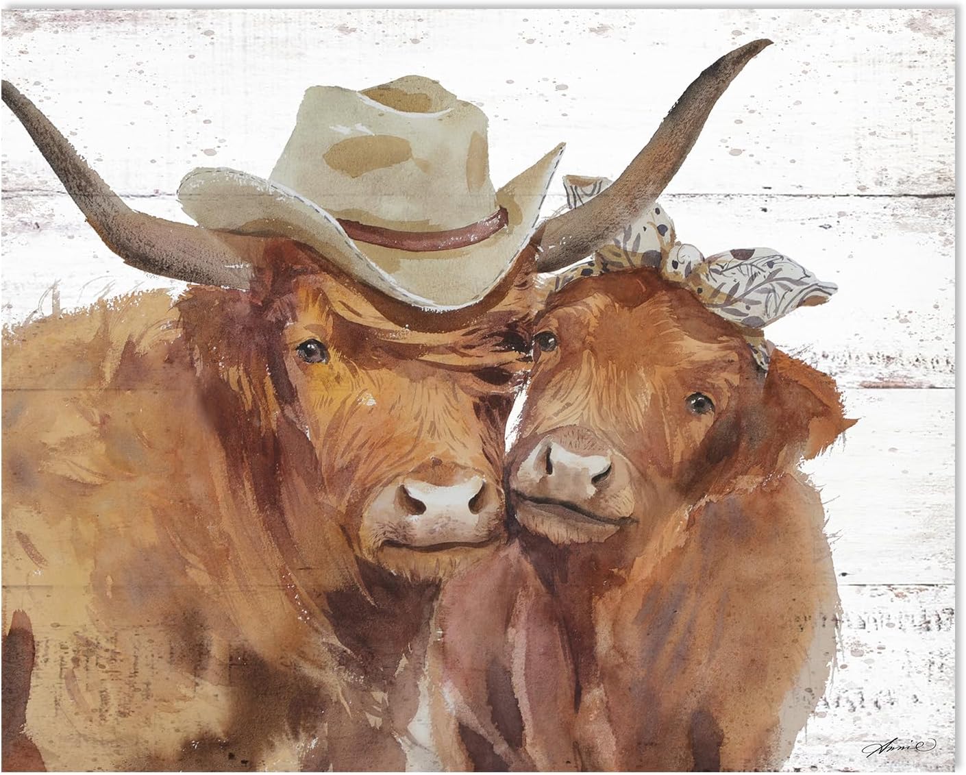 AXXPosters Highland Cow Farmhouse Wall Art: Cow Pictures Wall Decor for ...