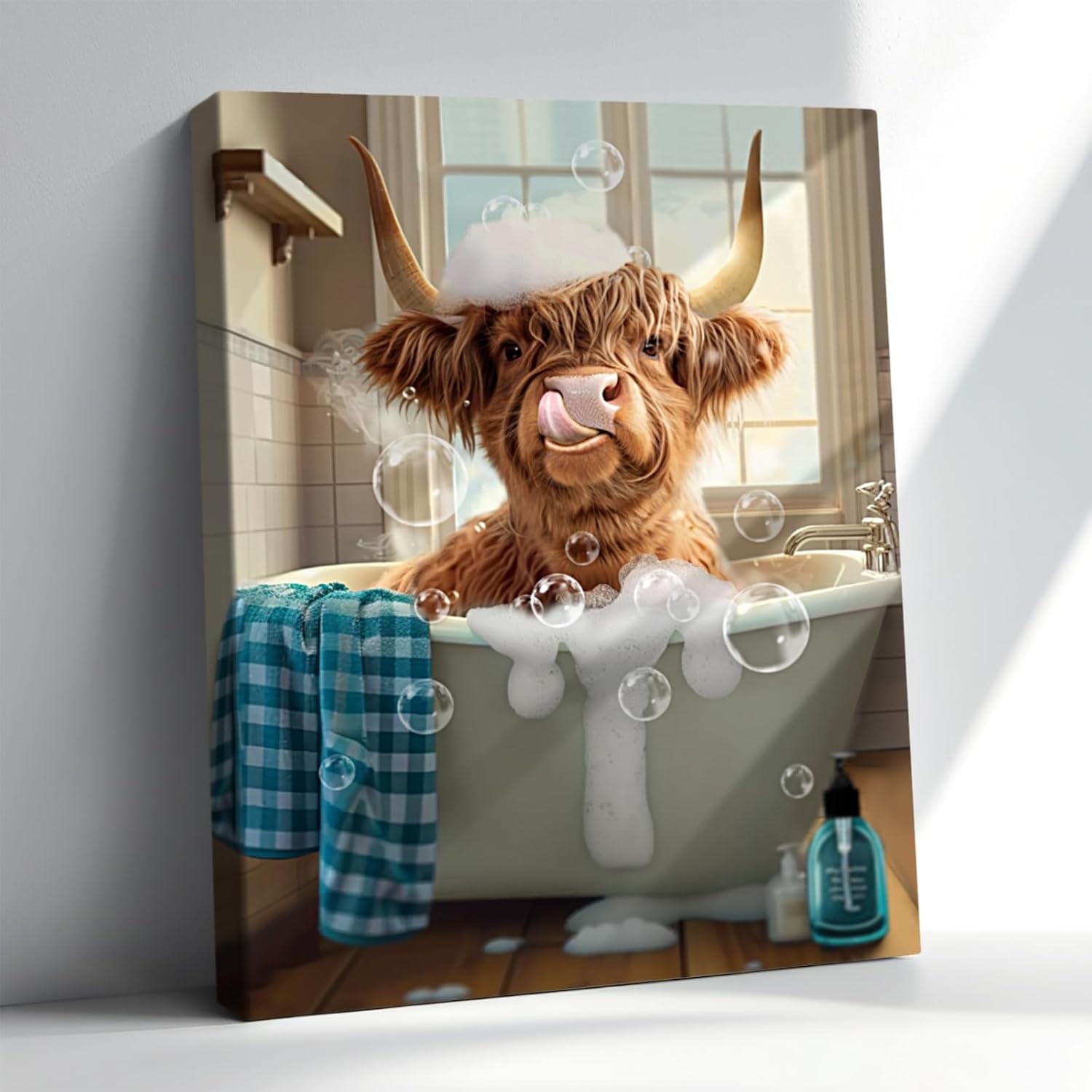 AXXPosters Highland Cow Wall Art Cow Bathroom Decor 16x20 Cute Cow ...