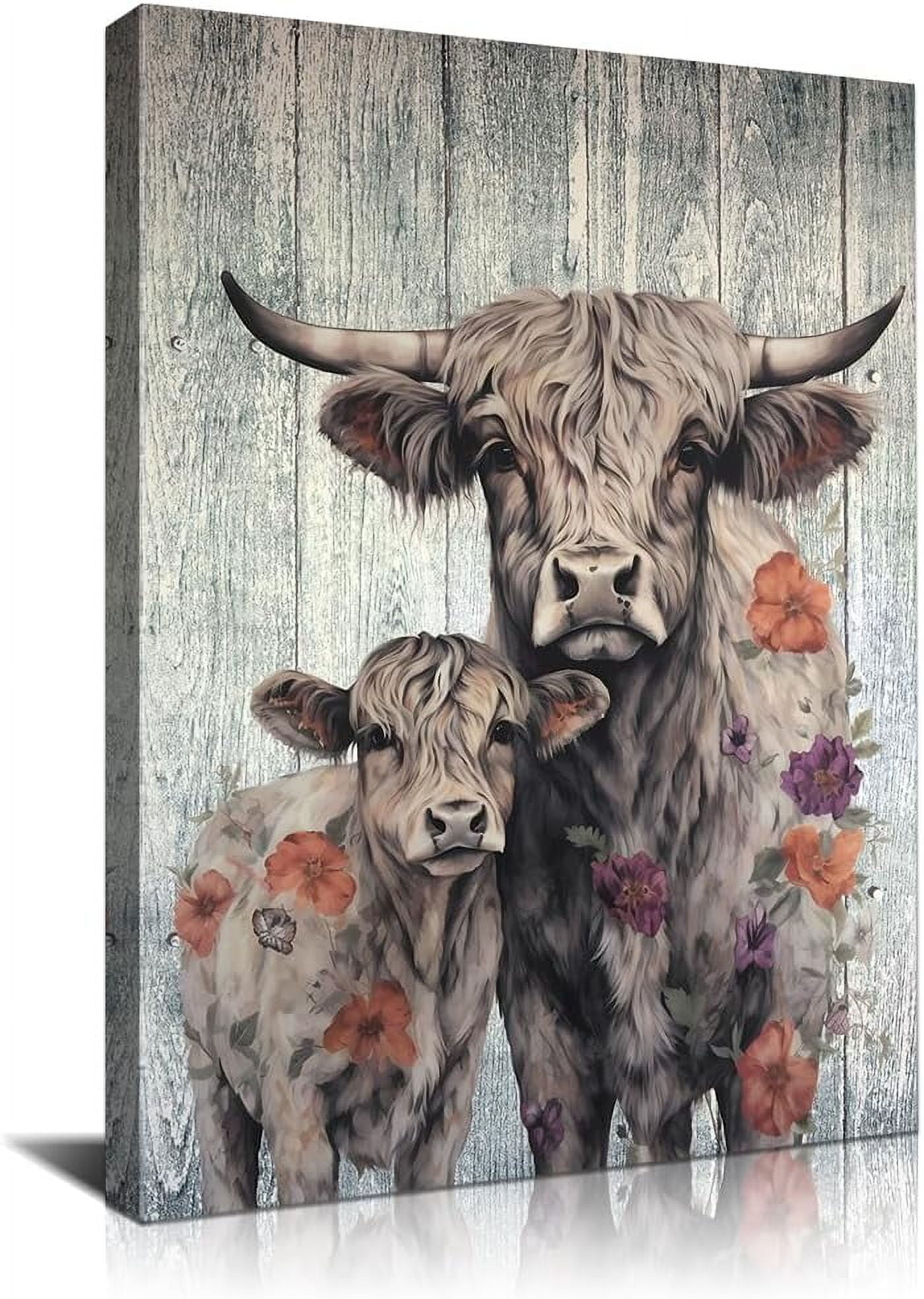 AXXPosters Highland Cow Wall Art Cow Wall Art Farmhouse Wall Art Animal ...
