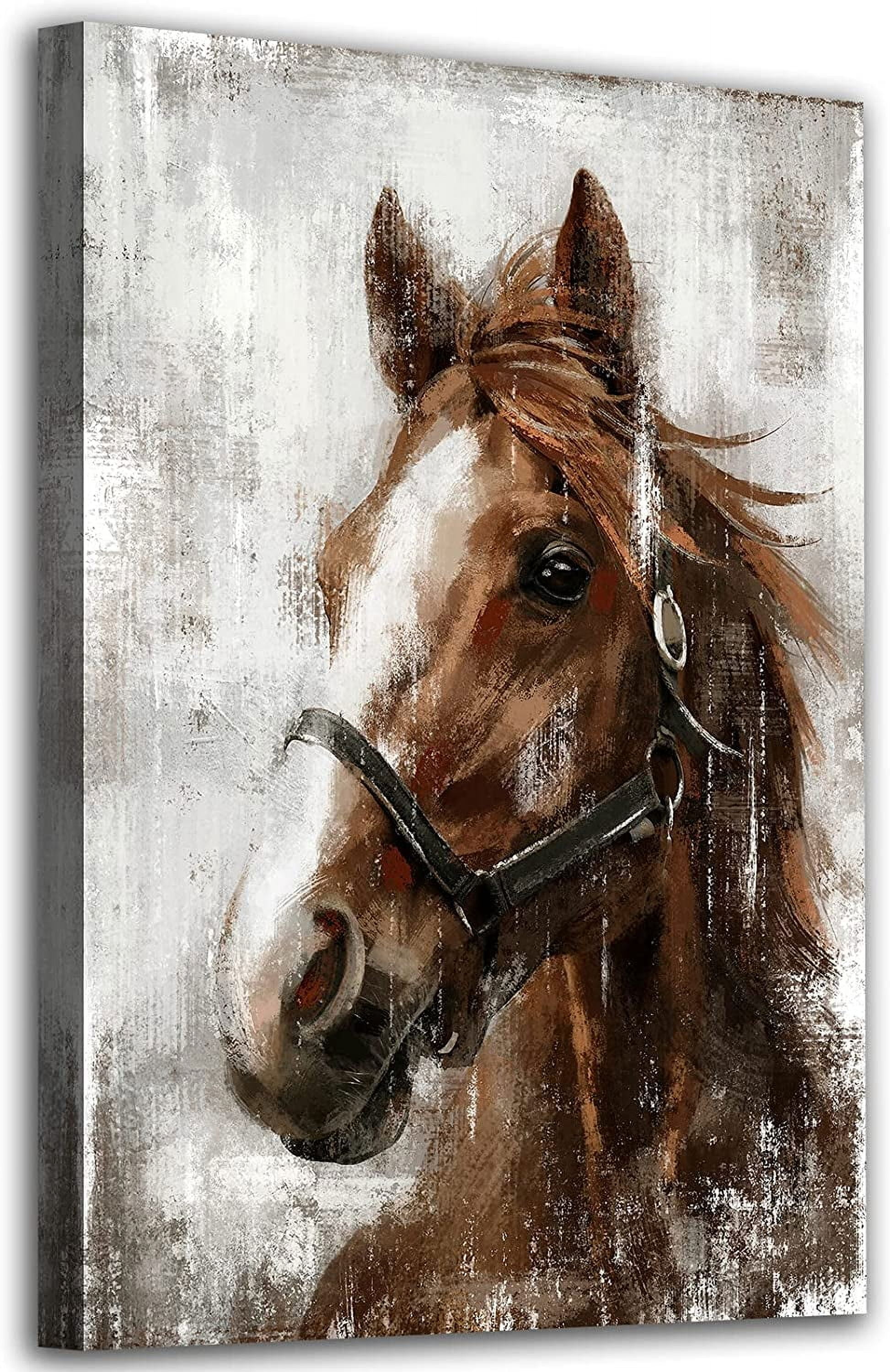AXXPosters-Horse Canvas Wall Art Horse Portrait Pictures Wall Decor ...
