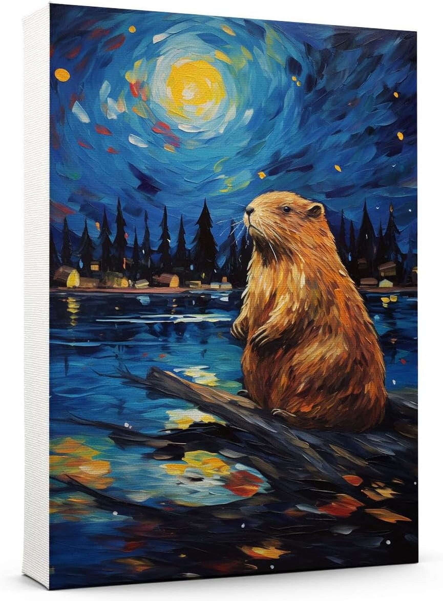 AXXPosters Hudo Beaver Poster Artwork UniqueBeaver Canvas Wall Decor ...