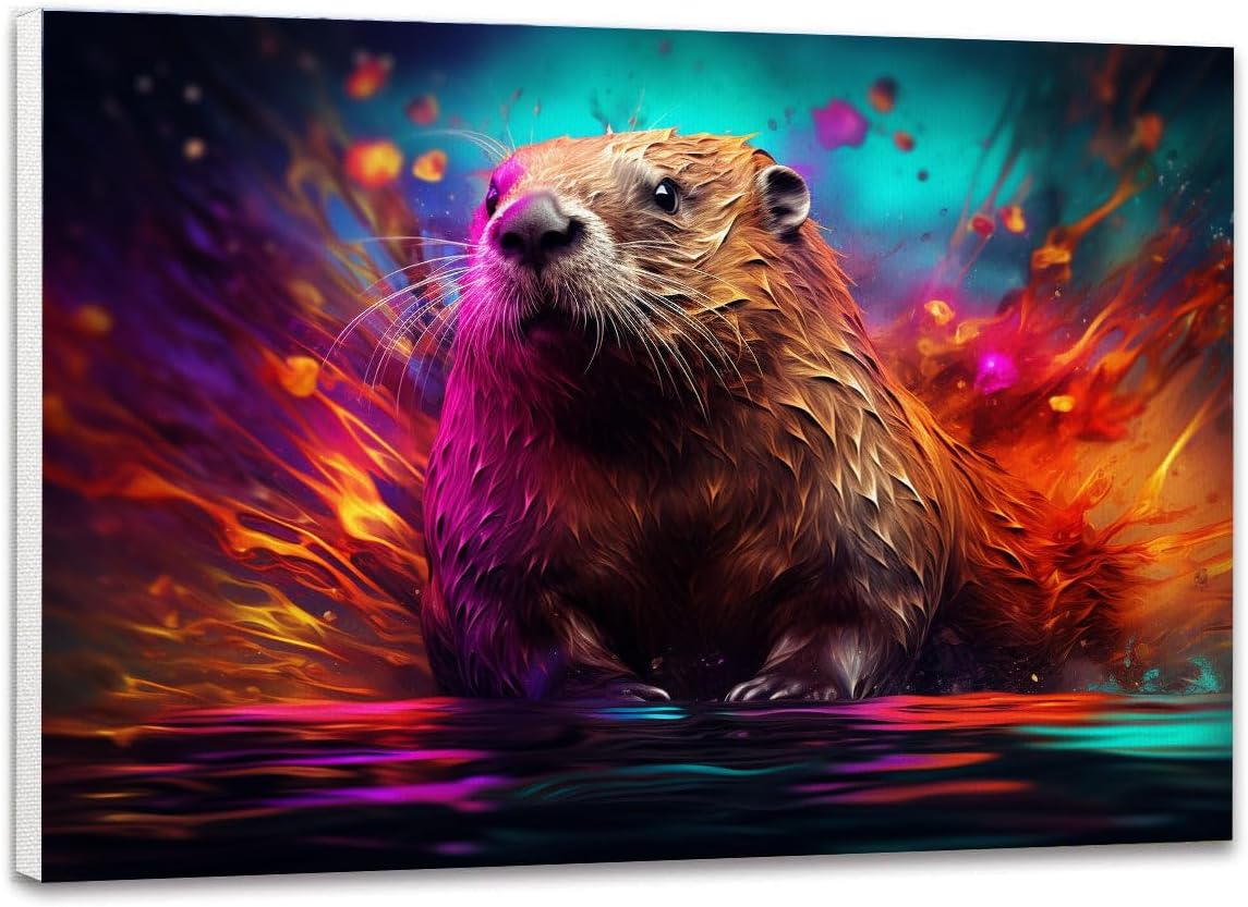 AXXPosters Hudo Beaver Poster Bathroom Wall Painting - Beaver Decor ...