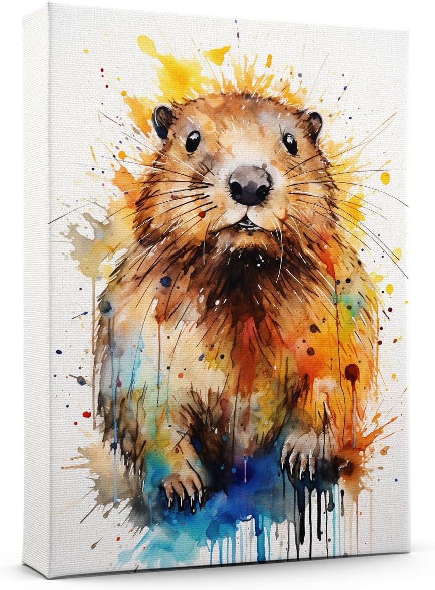 AXXPosters Hudo Beaver Wall Art Canvas Thinking - Beaver Painting on ...